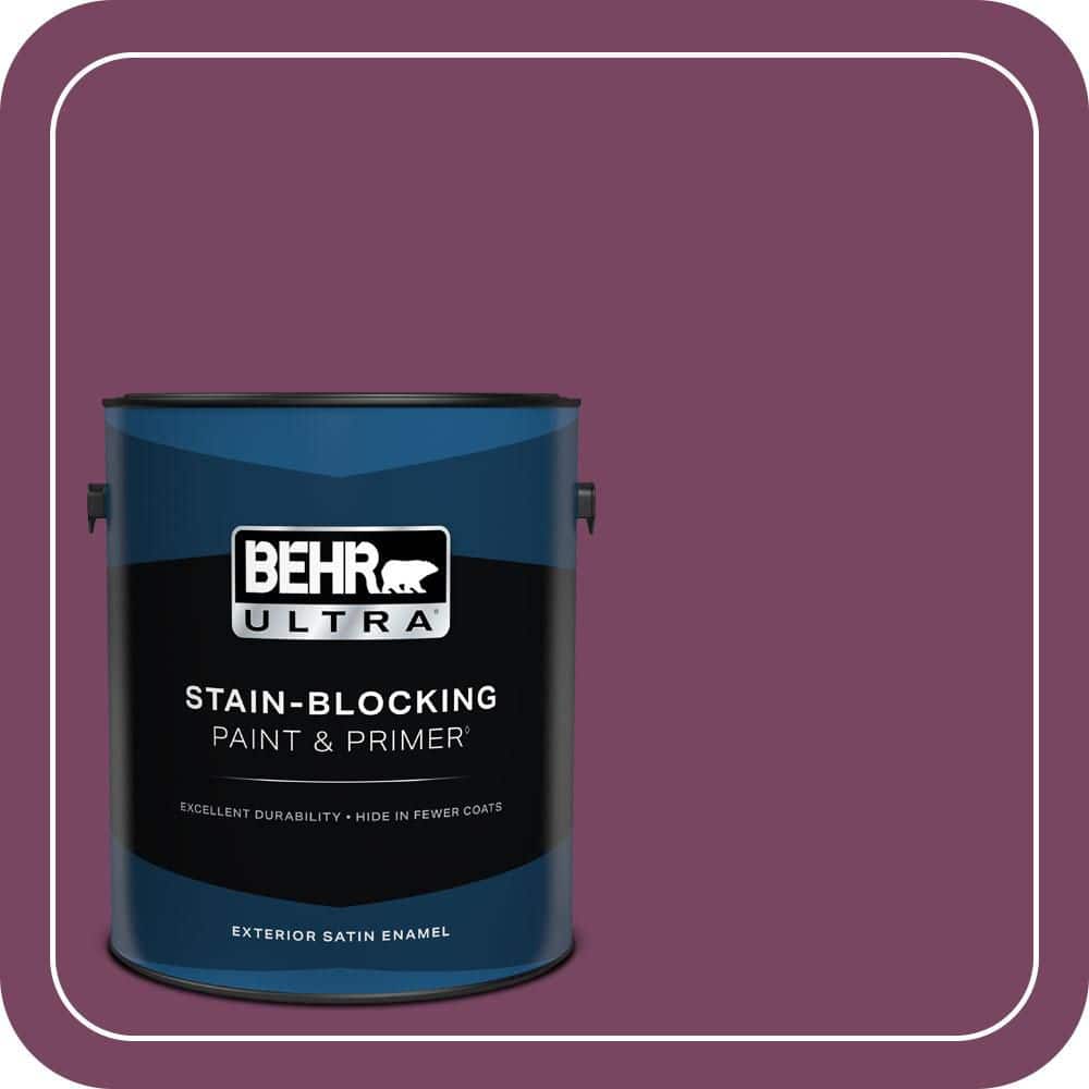 BEHR ULTRA 1 gal. #690B-7 Plum Jam Satin Enamel Exterior Paint & Primer ...