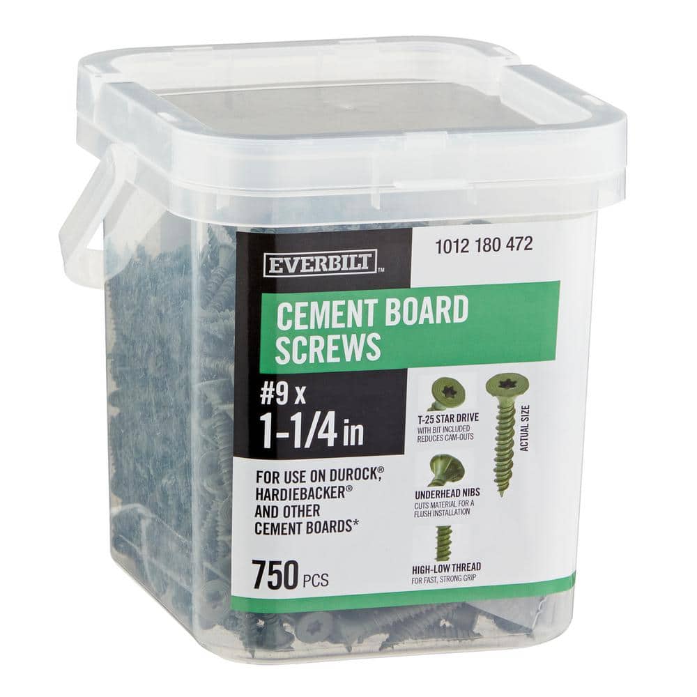 Everbilt #9 x 1-1/4 in. Ribbed Flat Head T25 Star Drive Cement Board ...