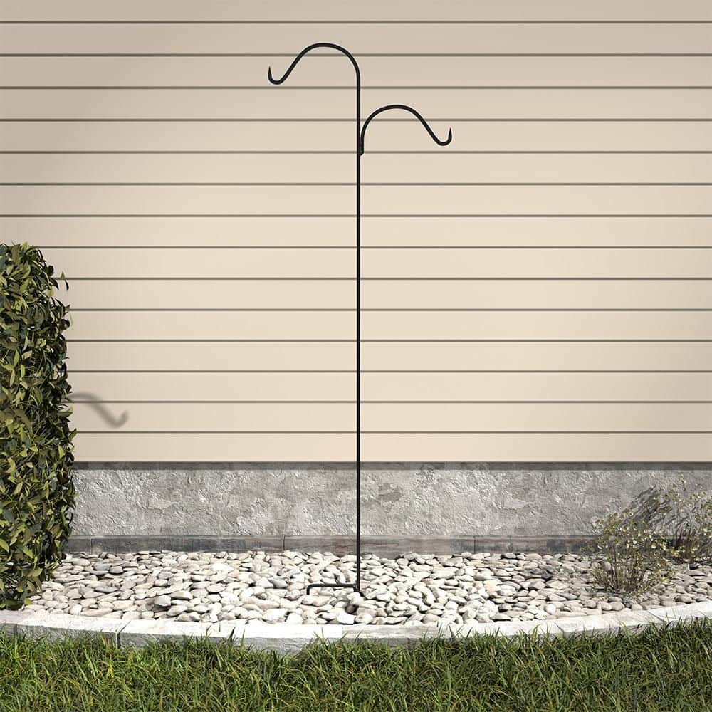 Vigoro Fuchsia 84 in. Black Steel Double Shepherd Hook (15 lbs. Max ...