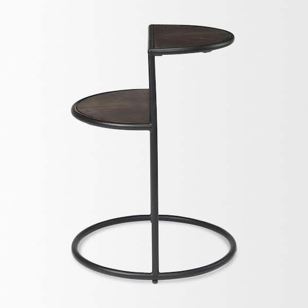 Mercana Arlo 20.5 in. Brown Round Wood Table with Shelf 69735 - The ...