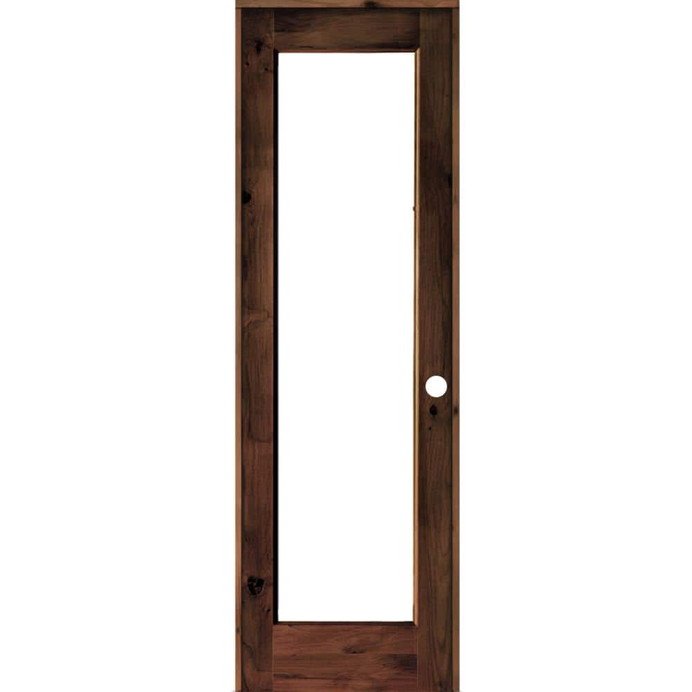 Krosswood Doors 30 in. x 96 in. Rustic Knotty Alder Left-Hand Full-Lite ...
