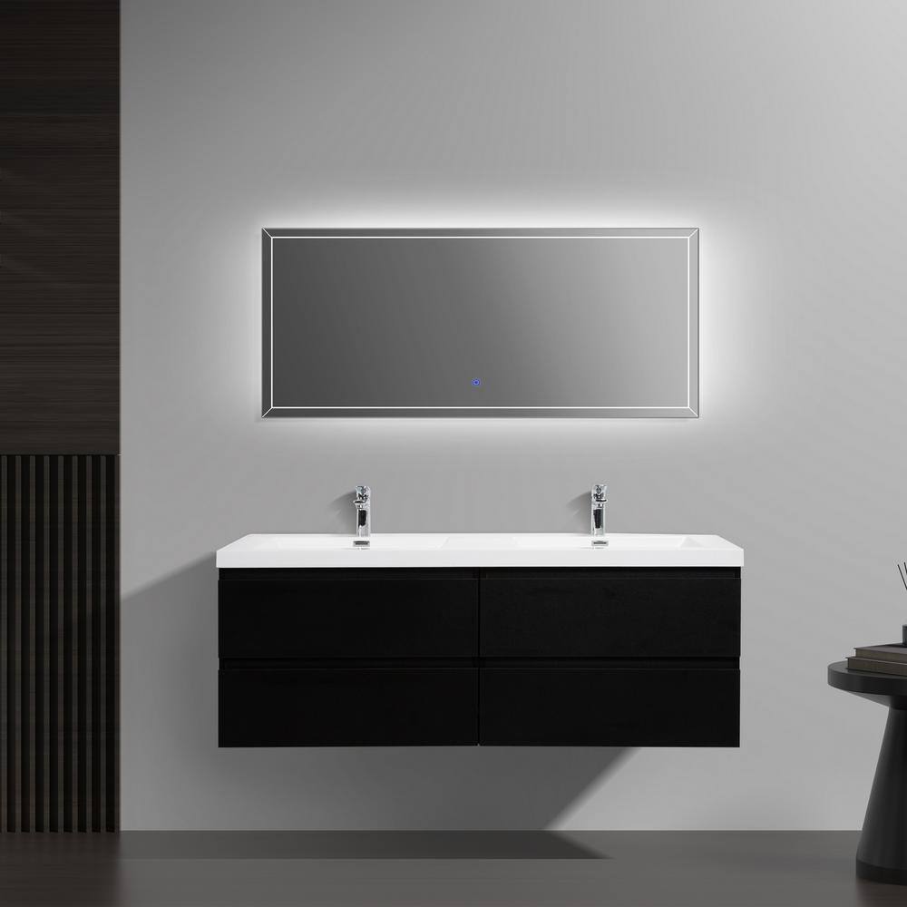 60 in. W x 20 in. D x 23 in . H Double Sink Bathroom Vanity in Black ...