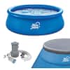 Blue Wave 156 in. Round 33 in. D Inflatable Pool with Cover NT6132 ...