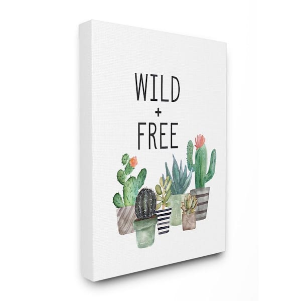Stupell Industries 24 in. x 30 in. "Wild And Free with Watercolor Cacti ...