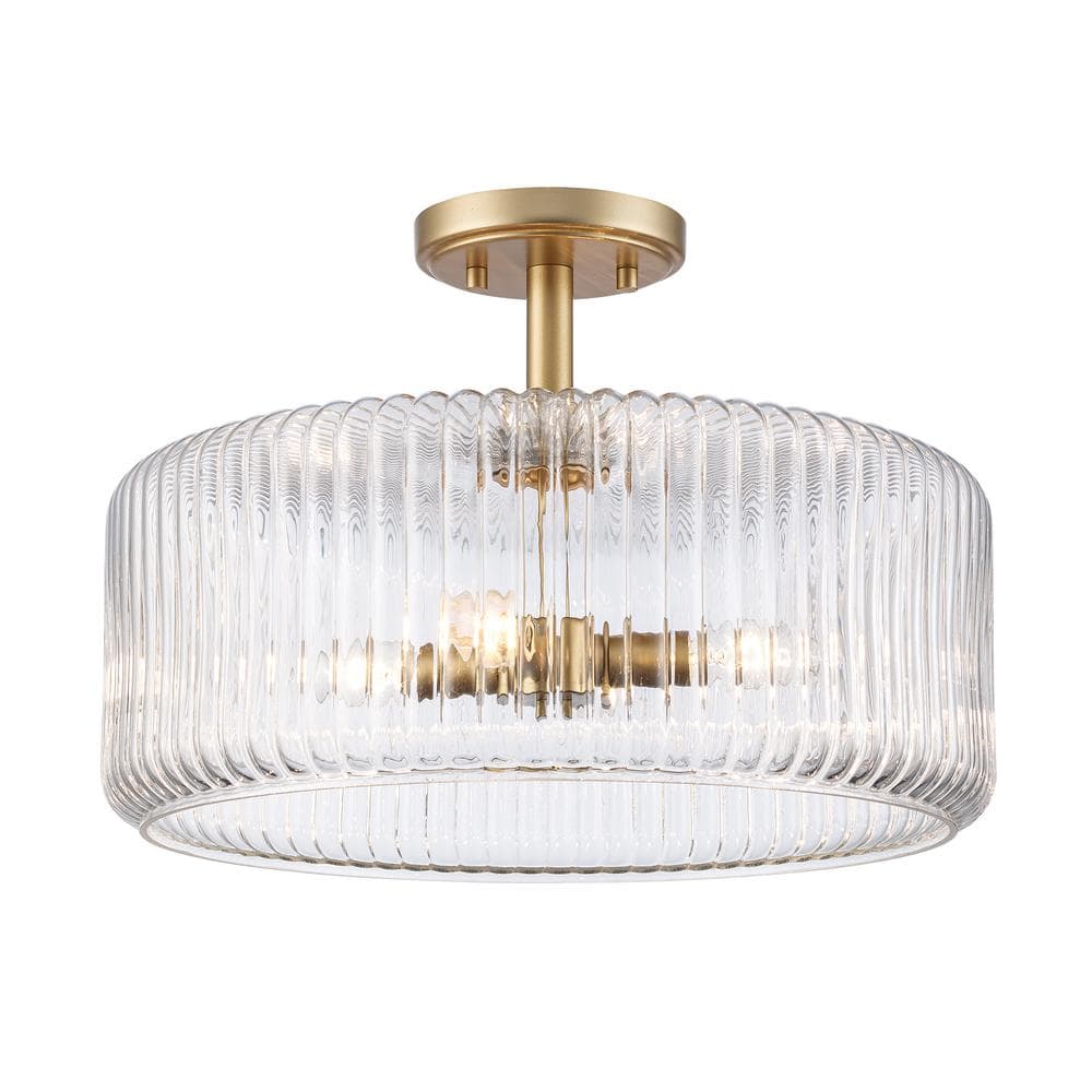 Bel Air Lighting Quartz Quarters 15.75 in. 4-Light Gold Semi-Flush ...