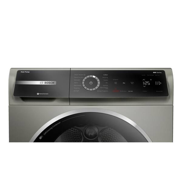 Bosch 800 Series 24 in. 4 cu. ft. Stackable Ventless Compact Front Load Smart Electric Dryer in Pearl Steel ENERGY STAR WQB245AXUC The Home Depot