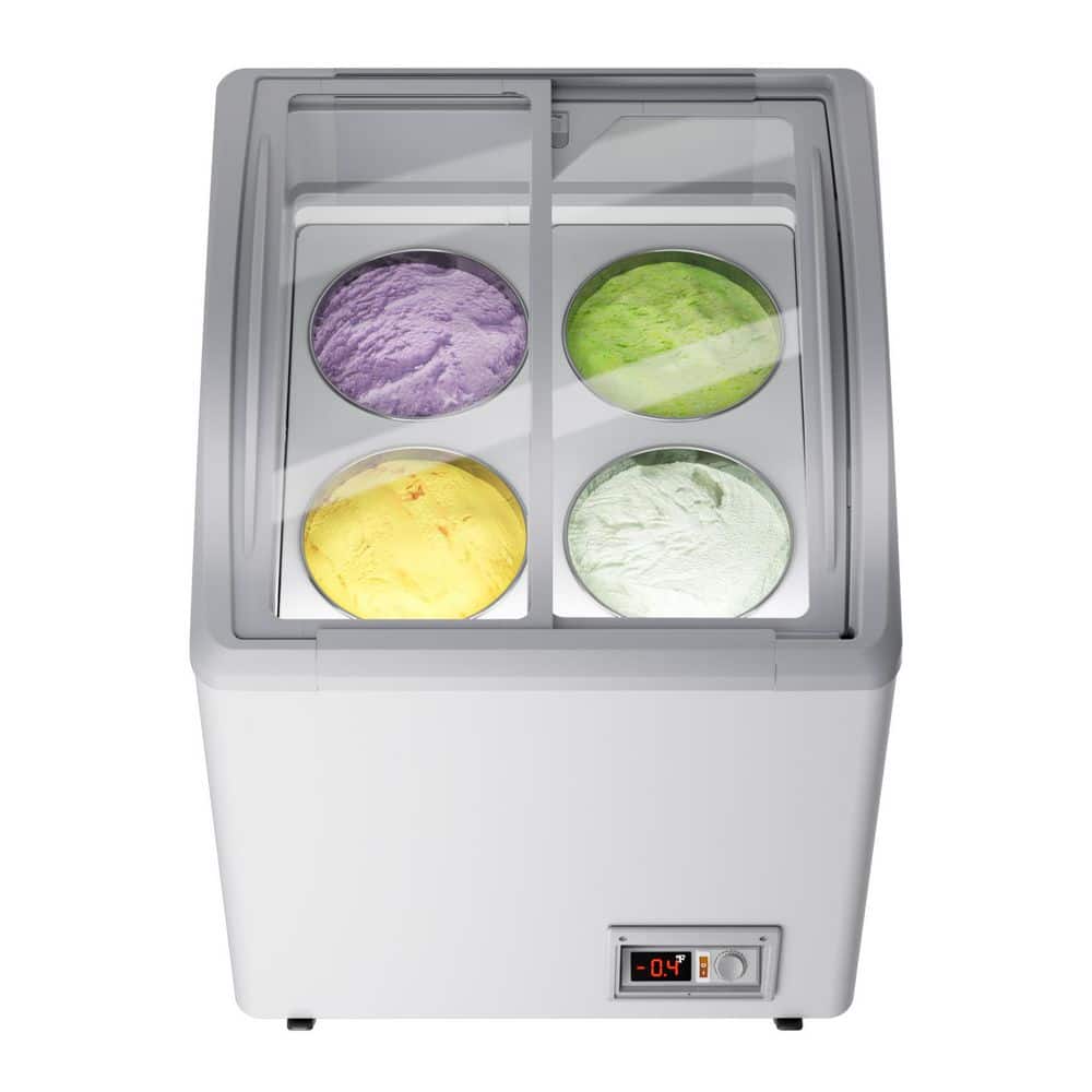 20 in. 5.3 cu. ft. Cream Dipping Cabinet Display Freezer with Sliding ...