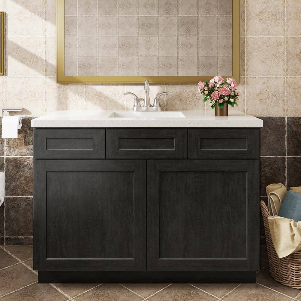 Hausvita 42 in. W x 21 in. D x 34.5 in. H in Shaker Charcoal Plywood Ready to Assemble Floor ...