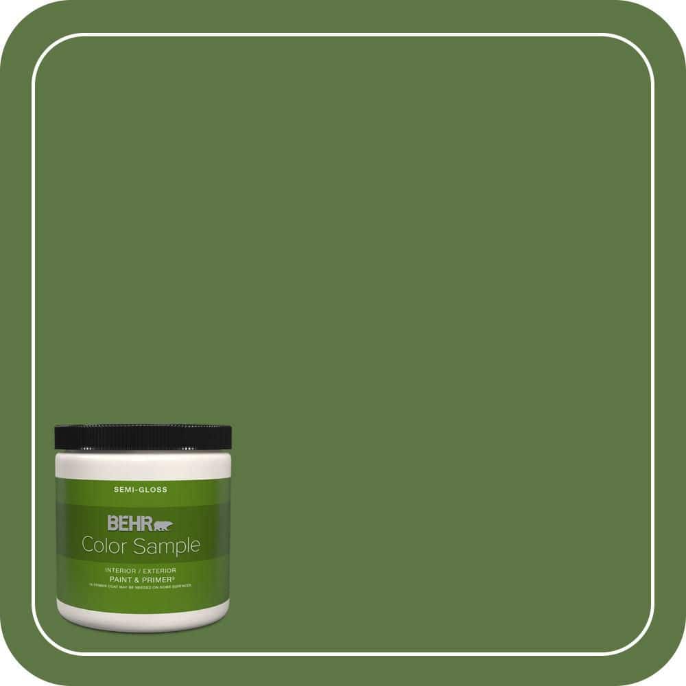 BEHR PREMIUM PLUS 8 oz. #420D-7 Dill Pickle Semi-Gloss Interior ...