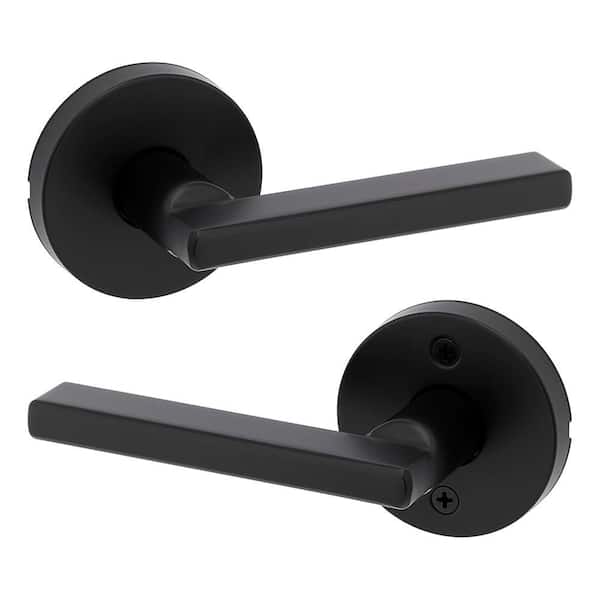 Kwikset Halifax Matte Black Round Hall/Closet Door Handle with Microban ...