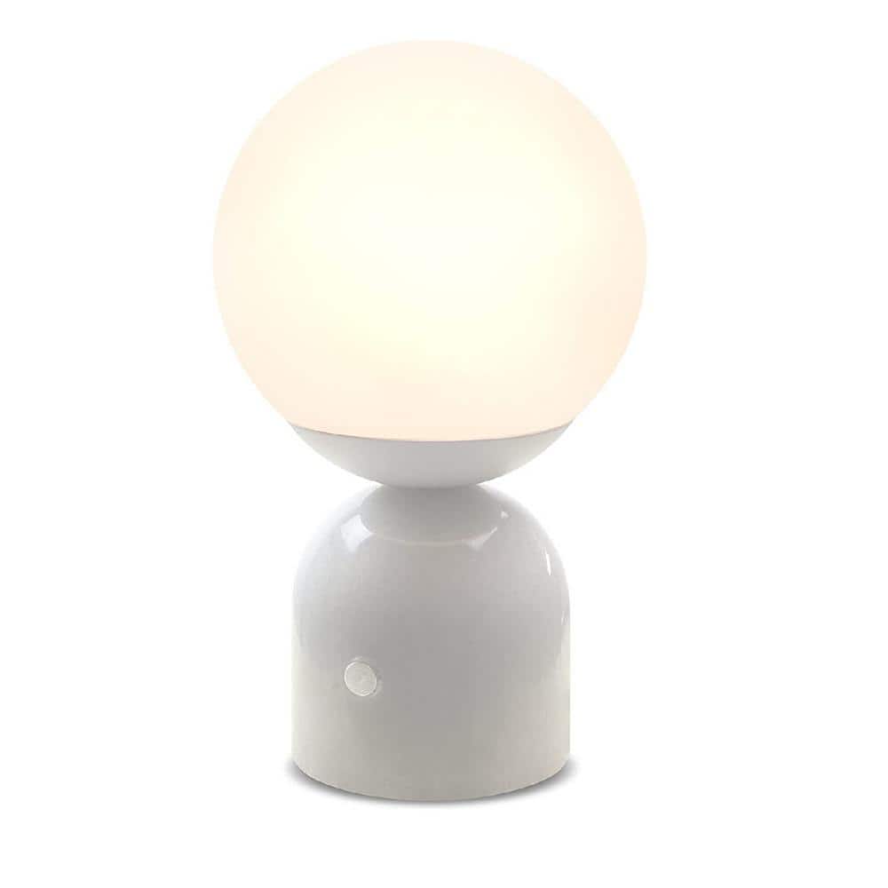Brightech Mila 9.85 in. White Mid-Century Modern Integrated LED Bedside ...