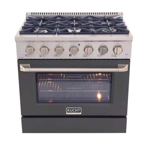 Kucht 36 in. 5.2 cu. ft. 6-Burners Dual Fuel Range Propane Gas in ...