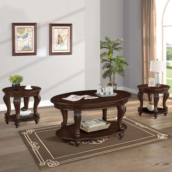 Noble House Henley 22 in. Cherry Round Wood End Table with Open Shelf ...