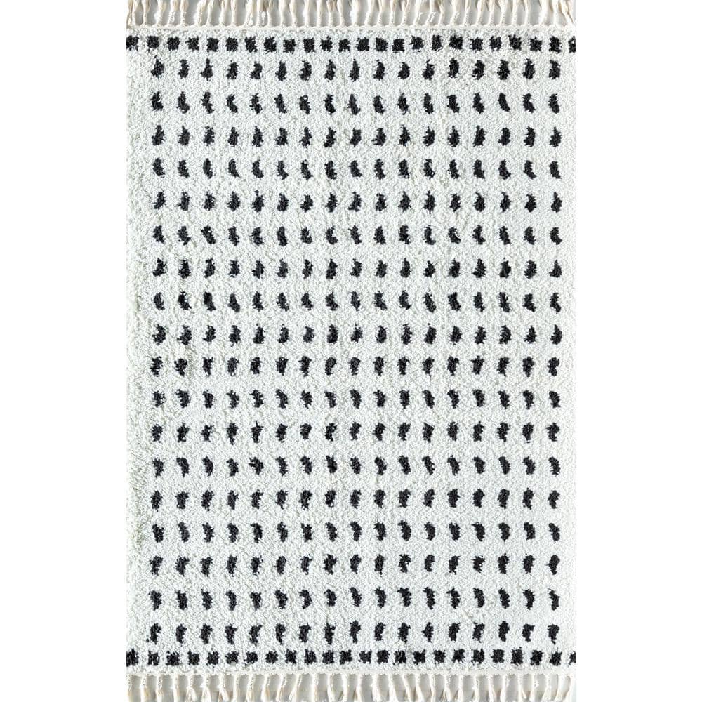 CosmoLiving by Cosmopolitan Calm Creation Dots Modern White 5 ft. x 7 ...