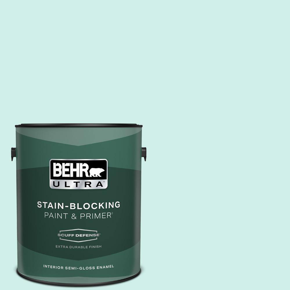 BEHR ULTRA 1 gal. #490A-1 Teal Ice Extra Durable Semi-Gloss Enamel ...