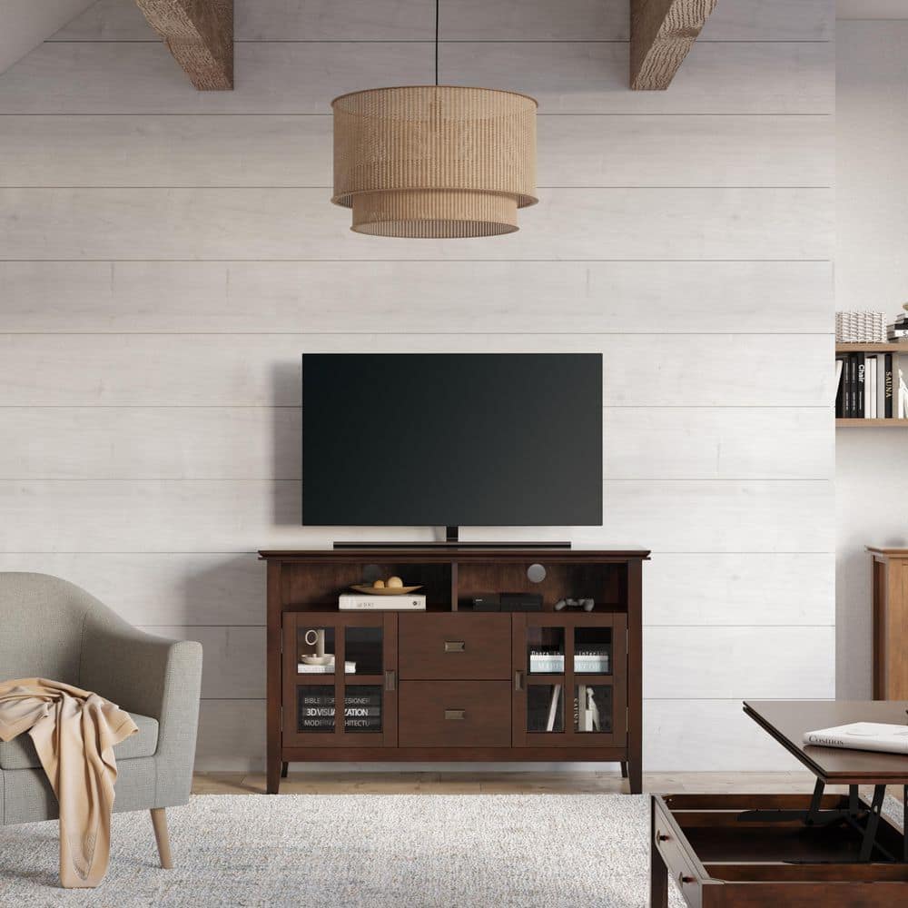 Reviews for Simpli Home Artisan SOLID WOOD 48 in. Wide Contemporary TV ...