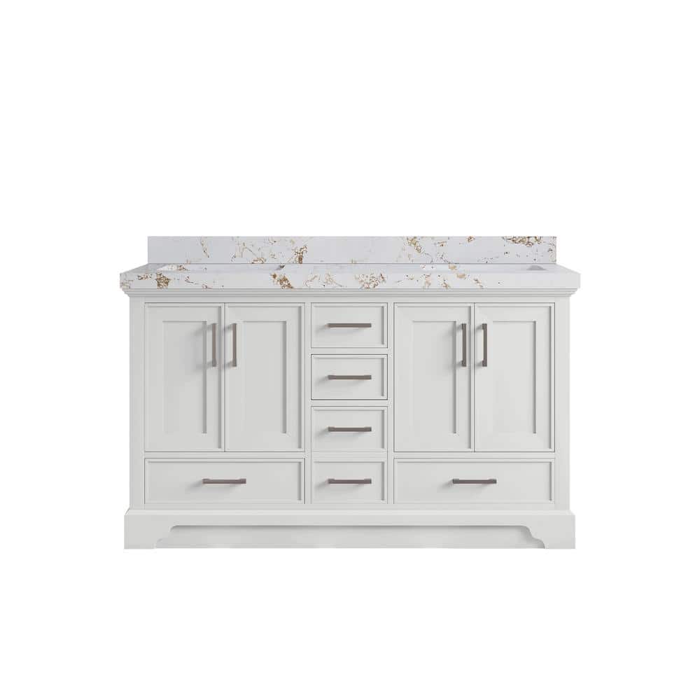 Willow Collections Charlotte 60 in. Double Sink Freestanding White Bath ...