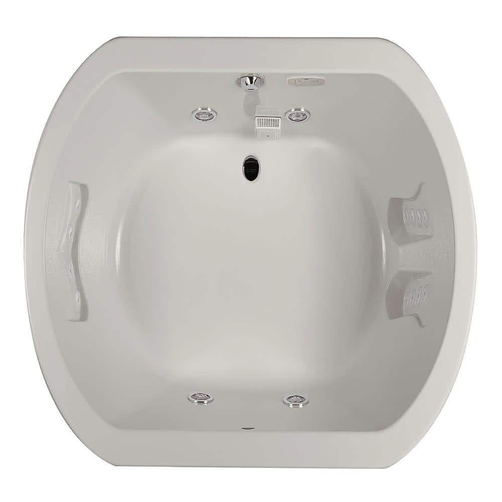JACUZZI ANZA 66 in. x 36 in. Oval Whirlpool Bathtub with Center Drain ...