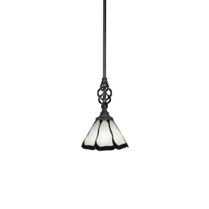 Royale 100 W 1-Light Matte Black Standard Mini Pendant Light with Glass ...