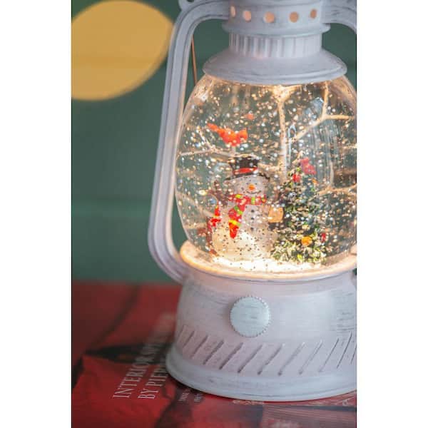 White Plastic+Resin Decorative Christmas Lantern 1-Pack with Snowman ...