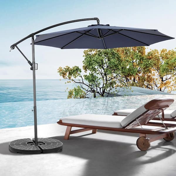 Cesicia 10 ft. Steel 8-Rib Offset Hanging Market Patio Umbrella in Navy ...