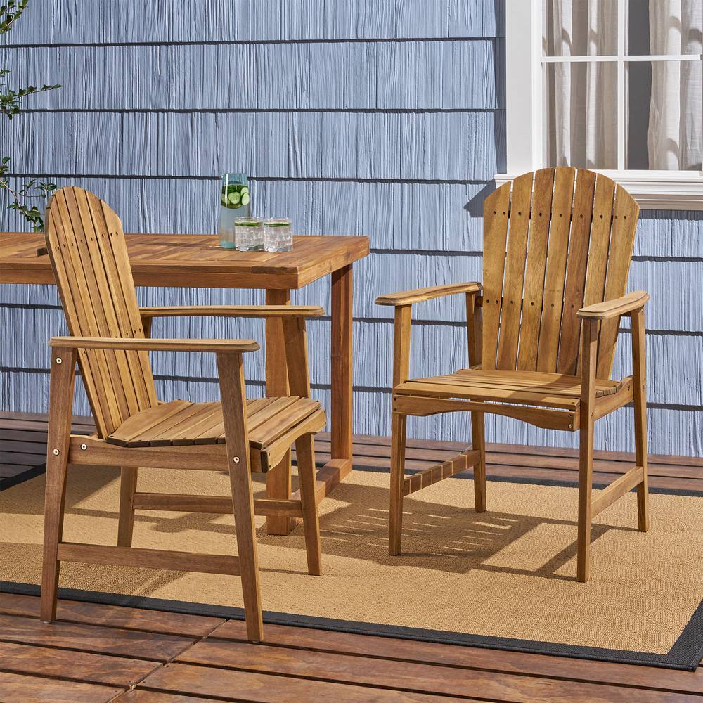 Noble House Malibu Natural Solid Wood Outdoor Patio Dining Chairs (2 ...