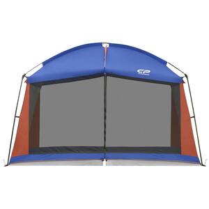 6-Person Blue Camping Tents, Waterproof Windproof Family Tent with Top ...