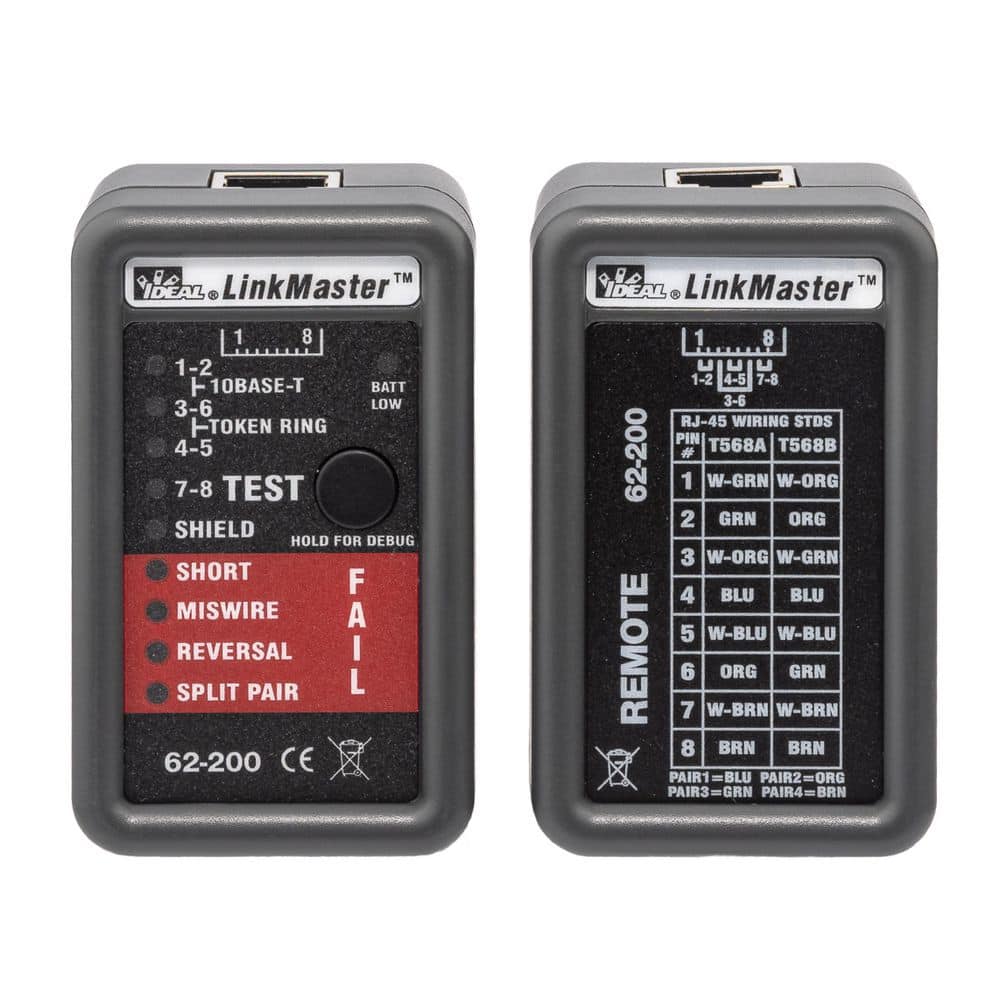IDEAL LinkMaster RJ45 CAT 3/5e/6/6a Wiremapper and Tester 62-200 - The ...
