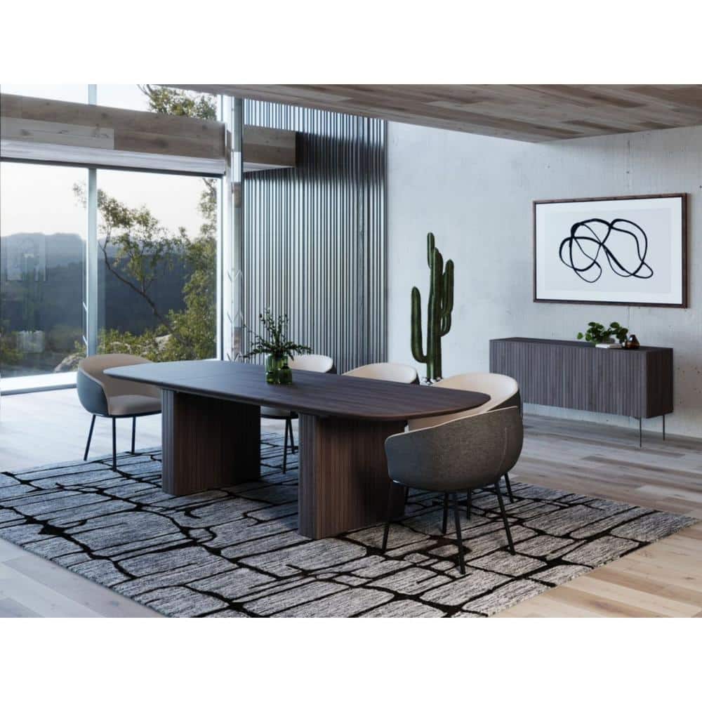 HomeRoots Danielle White Tone Marble 114 in Double Pedestal Dining ...