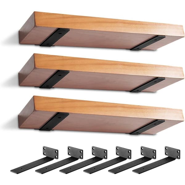 Angel Sar 12 in. Black Heavy Duty Shelf Brackets Floating Shelf Brackets 6 Pack UQLE8379 The Home Depot