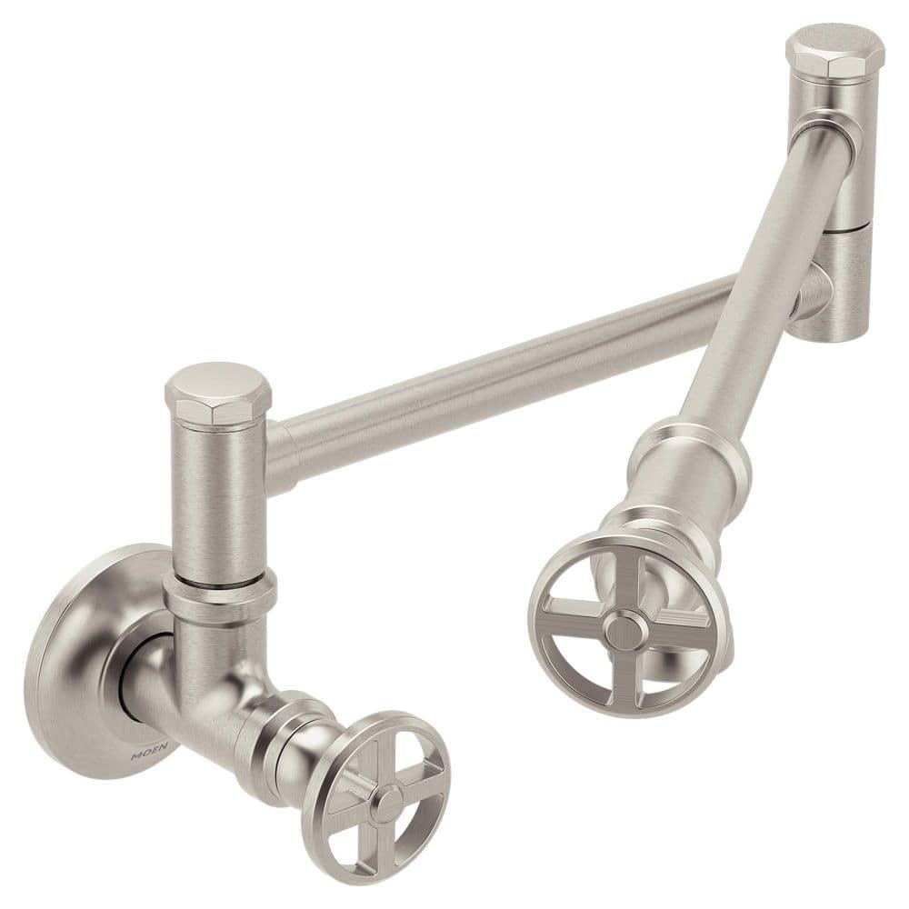 MOEN Paterson Traditional Wall Mount Pot Filler Kitchen Faucet in Spot ...