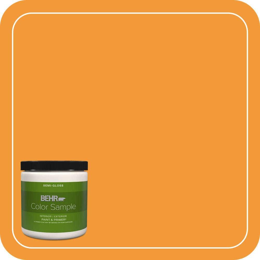 BEHR PREMIUM PLUS 8 oz. #280B-6 Amber Glow Semi-Gloss Interior/Exterior ...