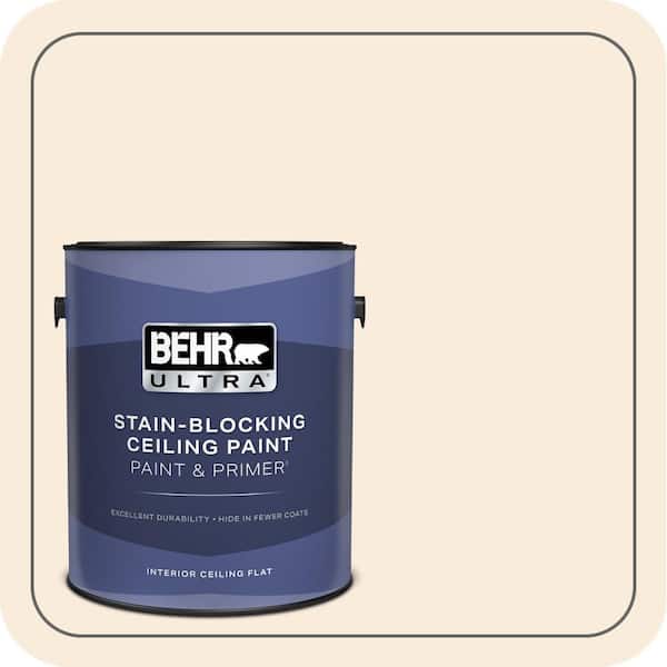 BEHR ULTRA 1 gal. #PPH-12 Ivory Ceiling Flat Interior Paint and Primer ...