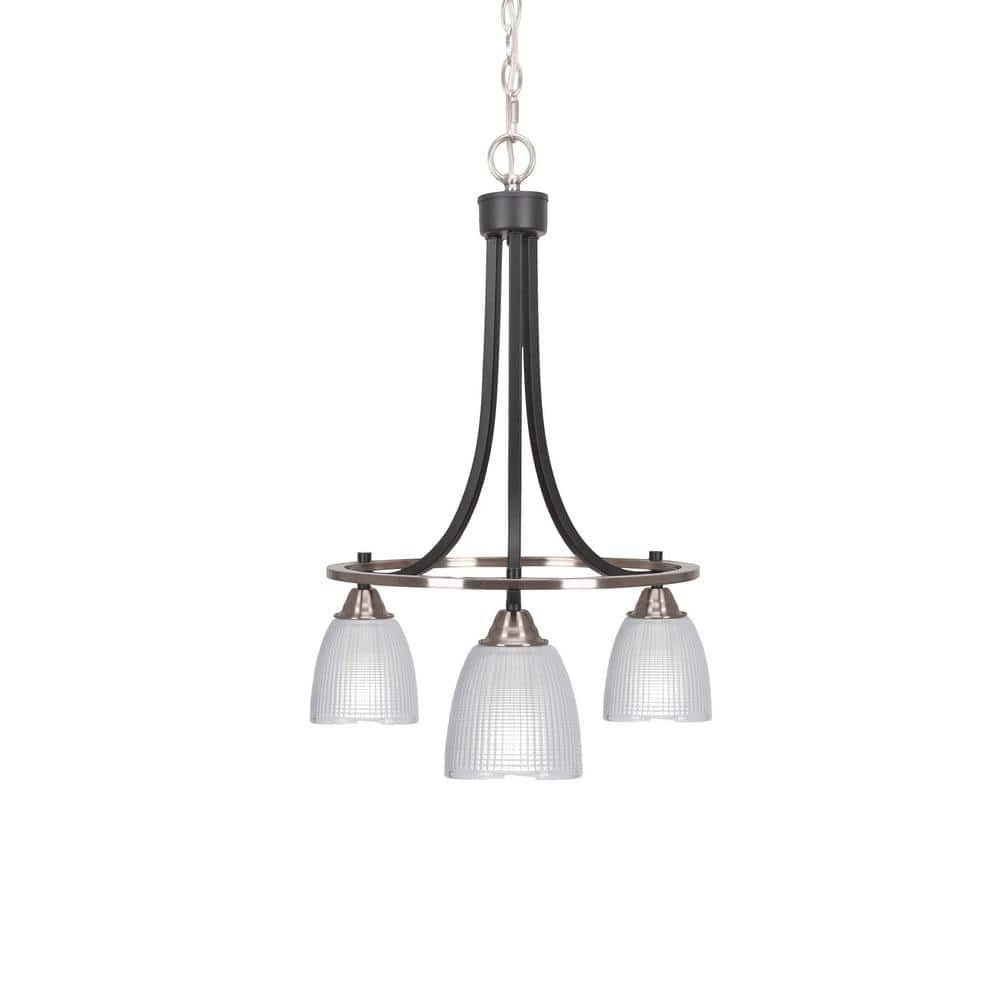 Madison 3-Light Matte Black and Brushed Nickel Round Chandelier with 5 ...