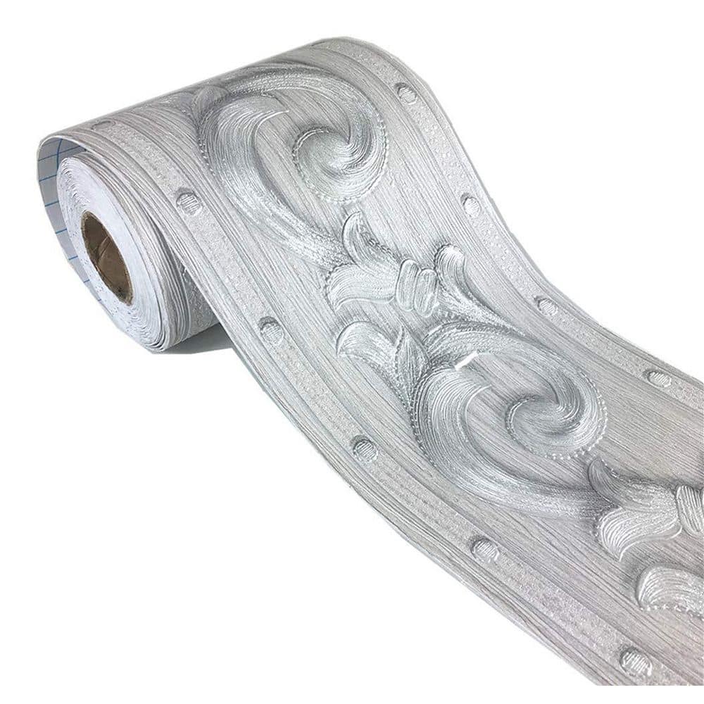 NVNOO 4 in. x 16.4 ft. PVC Floral Molding Wallpaper Border Peel Drywall ...