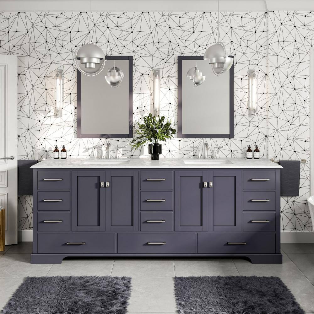 Reviews for Eviva Storehouse 84 in. Double Sink Dark Gray Bath Vanity ...