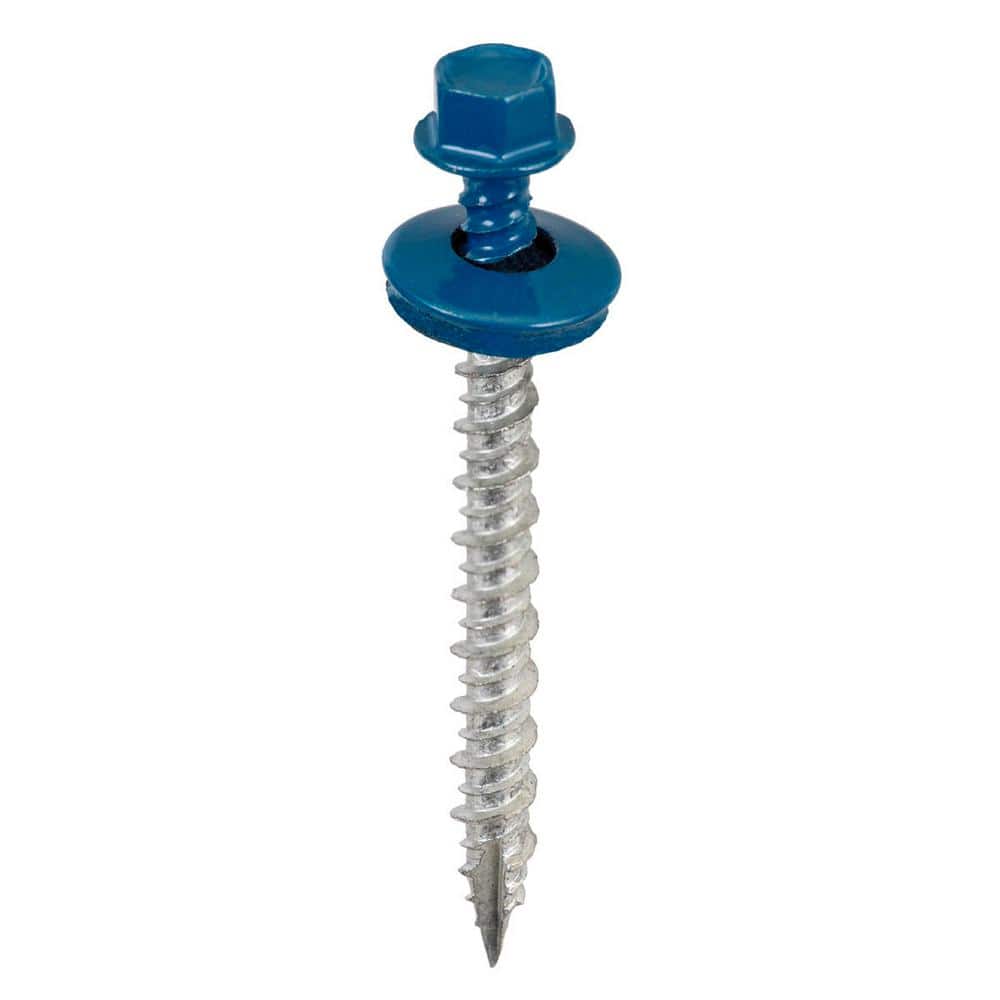 Acorn Hardware #9 x 2 in. 1/4 in. Hex Head Metal to Wood Screw in Blue ...