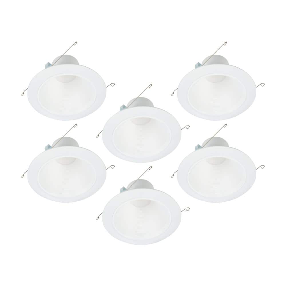 HALO 5 in. or 6 in. White Integrated LED Recessed Light Retrofit Trim ...