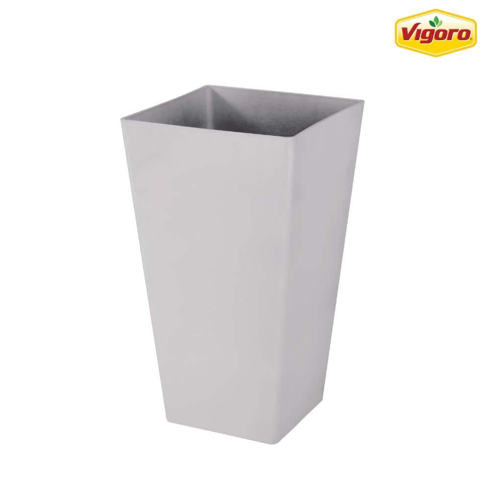Vigoro 11.5 in. Harmony Medium Bright White Plastic Square Planter (11. ...