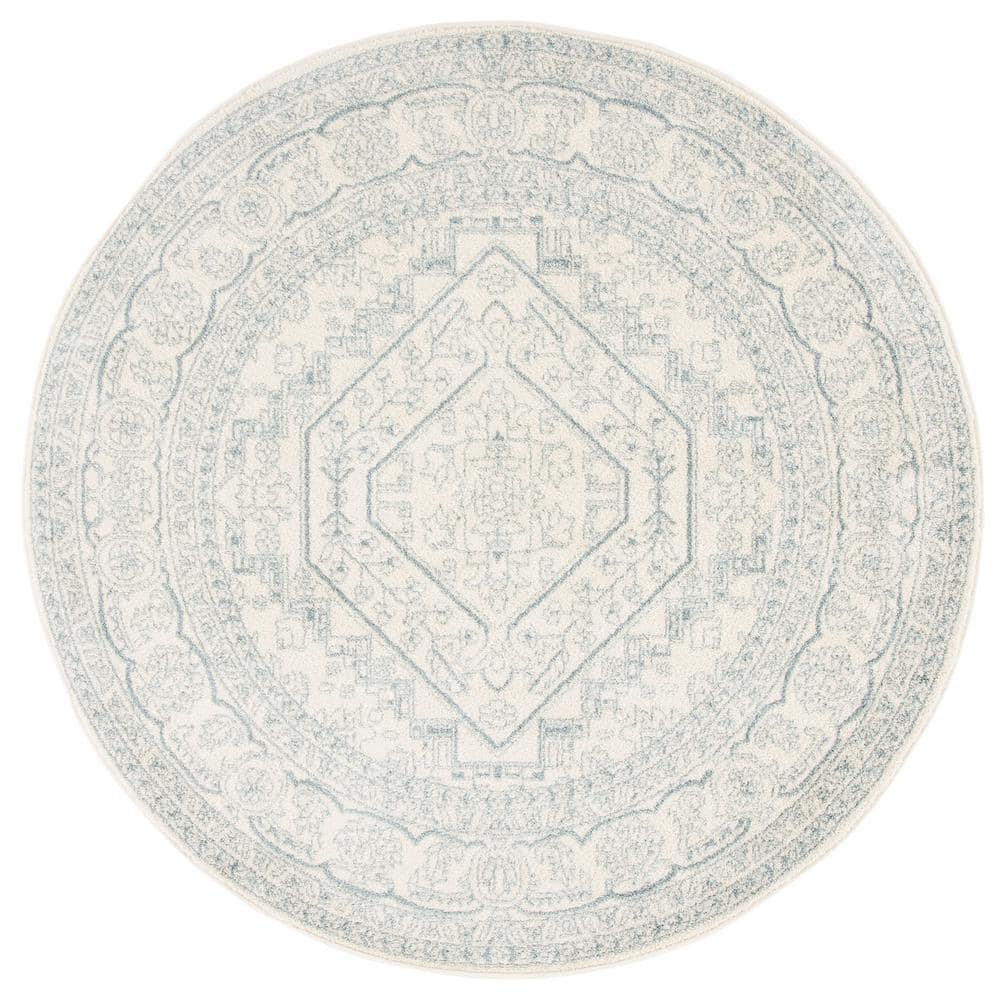 SAFAVIEH ADirondack Ivory/Slate 10 ft. x 10 ft. Border Medallion Round ...