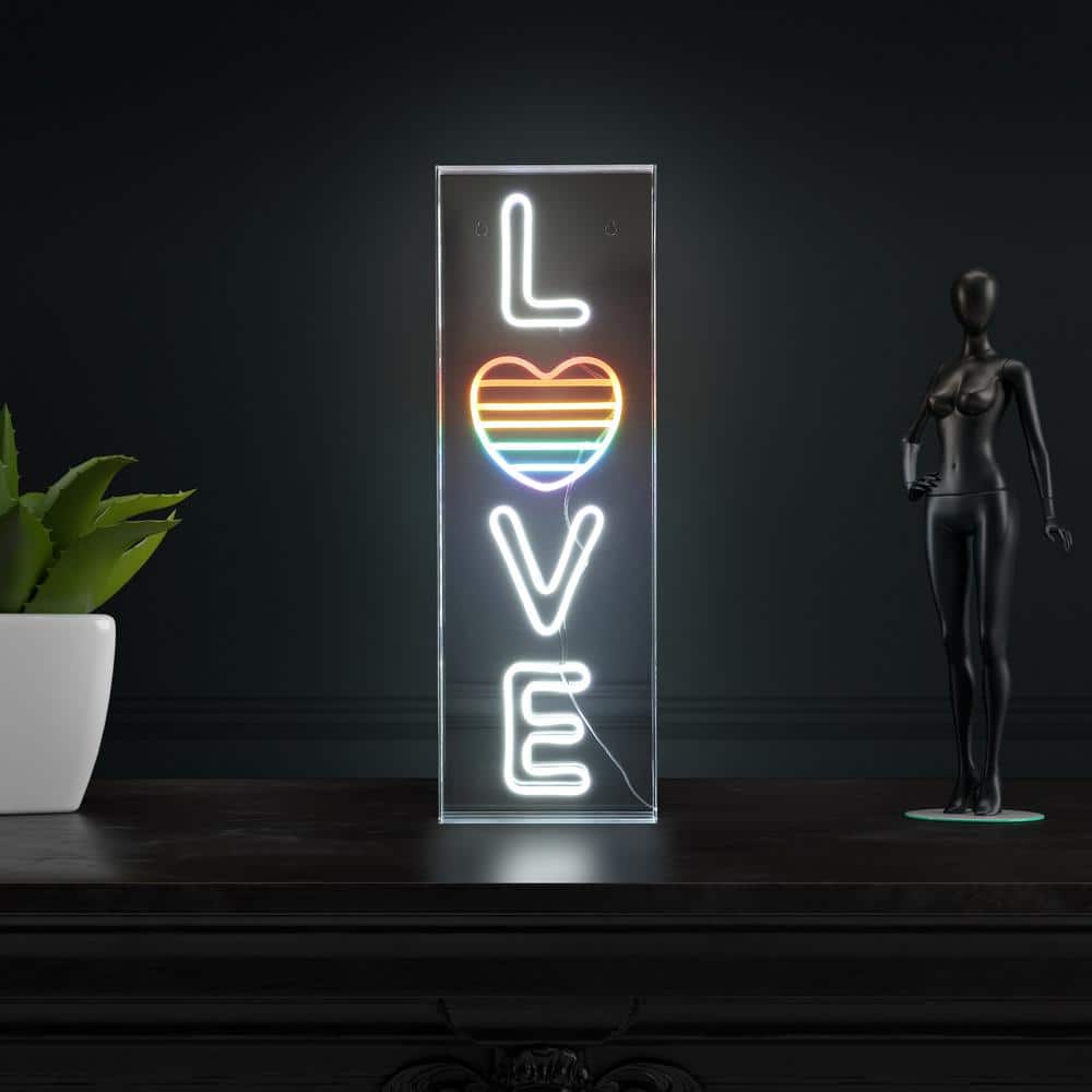 JONATHAN Y LOVE 8 in. x 24 in. Contemporary Glam Acrylic Box USB ...