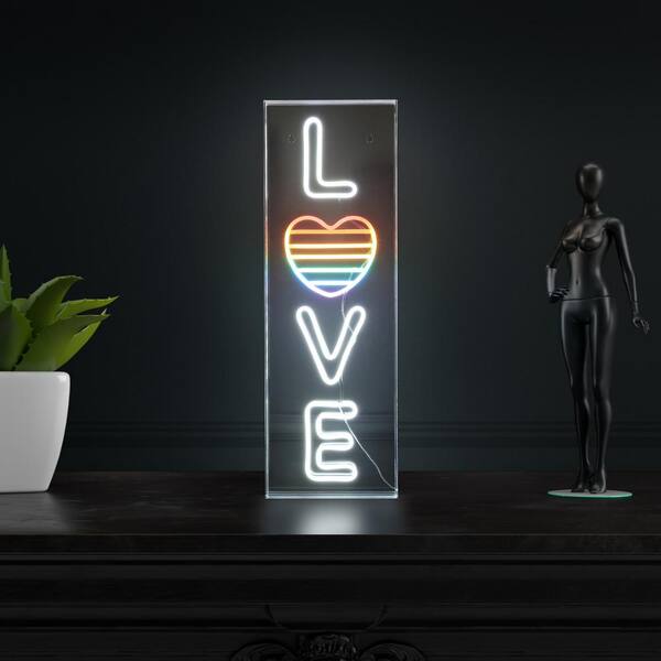 JONATHAN Y LOVE 8 in. x 24 in. Contemporary Glam Acrylic Box USB ...