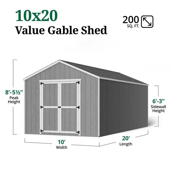 Little Cottage Co. Value Gable 10 ft. x 20 ft. Outdoor Wood Storage ...