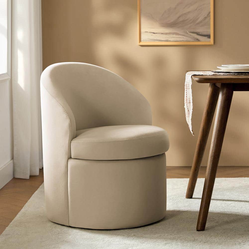 JAYDEN CREATION Anna Sand Velvet Barrel Dining Chair set of 2 DCXY1211 ...