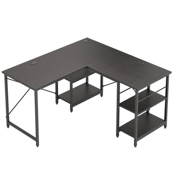 Bestier 55.1 in. Black L-Shaped Computer Desk D464Y-BLKG - The Home Depot