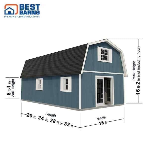 Best Barns Handcrafted Homestead XL 16 ft. x 24 ft. Two-Story Wood Barn ...