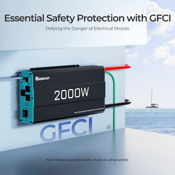 Renogy 2000-Watt 12V DC to 120V AC Pure Sine Wave Inverter Off-Grid ...