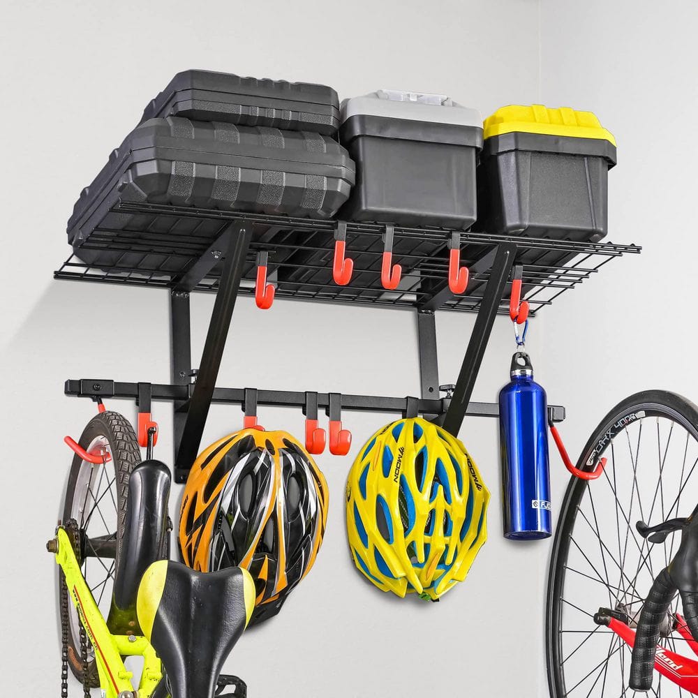 LTMATE 2-Bike Garage Wall Shelving Organizer with Vertical Bike Hangers ...