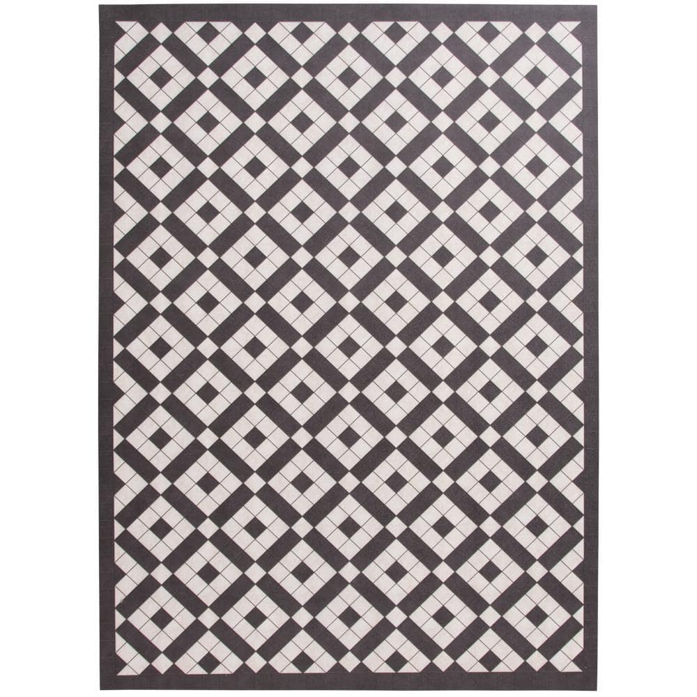 StyleWell Diamond Black/White 3 ft. x 5 ft. Vinyl Scatter Area Rug 8215 ...