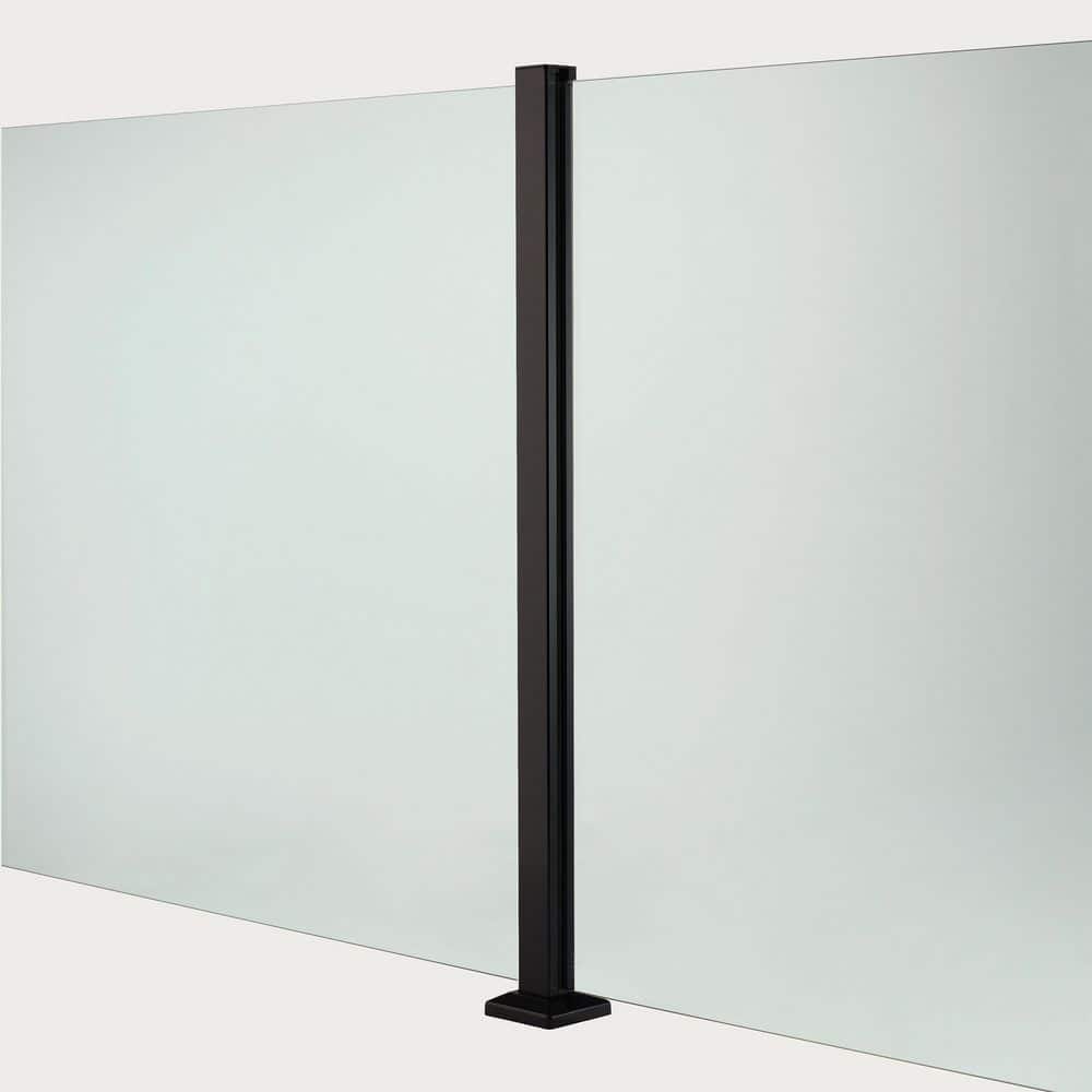 Glass Warehouse Portia 2 in. x 2 in. x 3.44 ft. Black Aluminum 2-Way ...